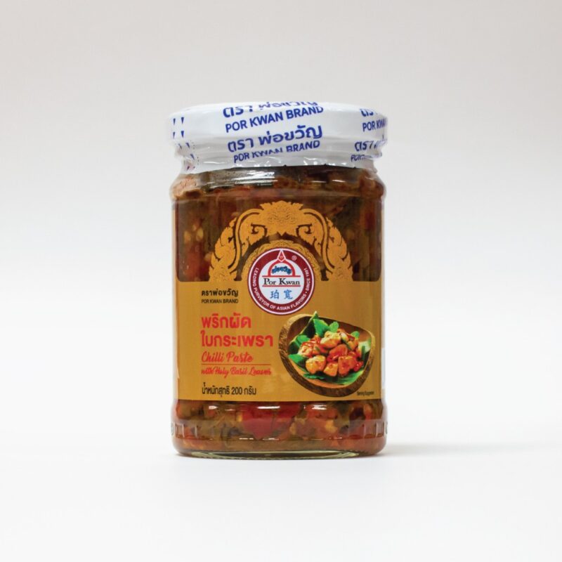 Por Kwan Chilli Paste with Holy Basil Leaves 200g - Bách hoá Thái Lan